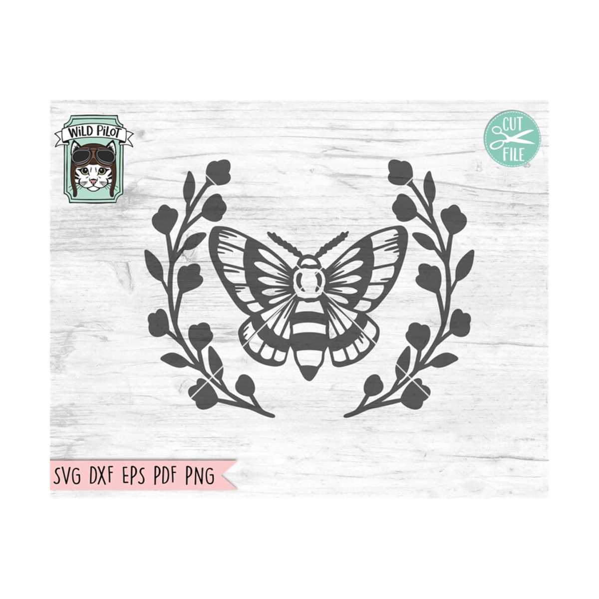 Moth Wreath SVG, Mystical SVG, Floral Moth Cut File, Witchy - Inspire ...