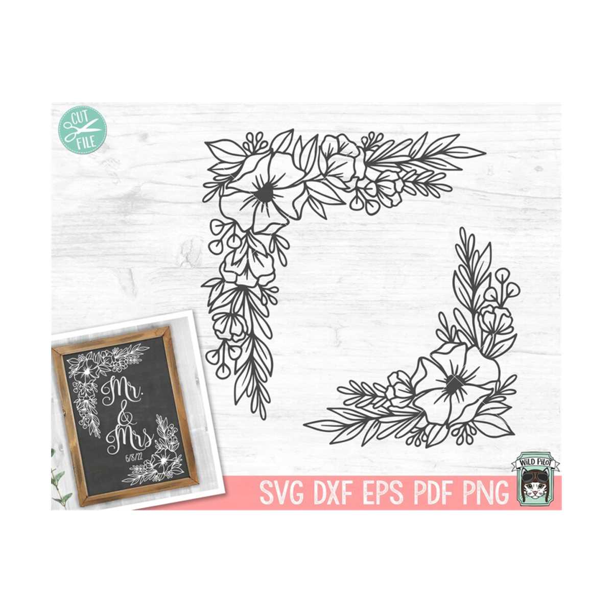 Flower SVG Files, Flower Border SVG, Flower Corner svg, Flor | Inspire ...