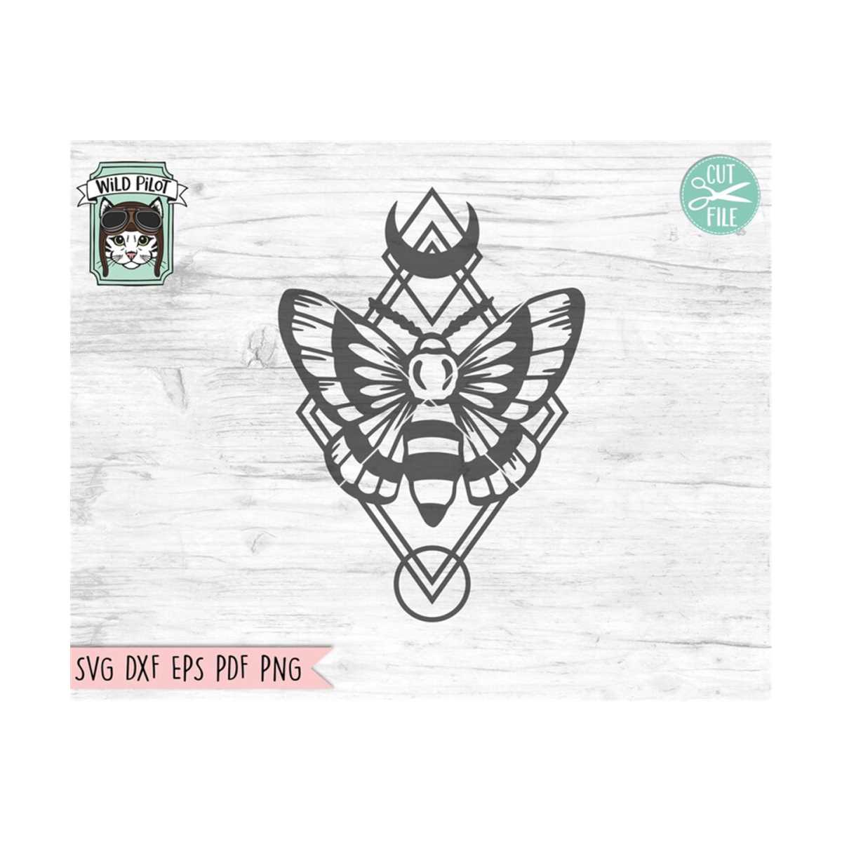 Moth SVG File, Mystical SVG, Moth Geo Cut File, Witchy svg F | Inspire ...