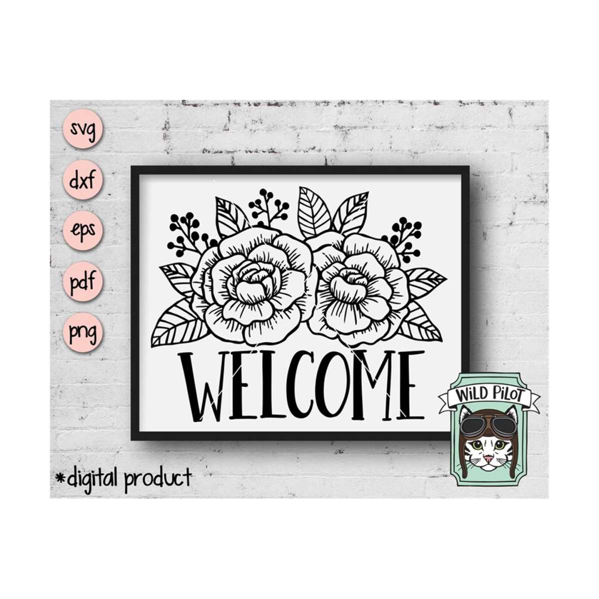 Welcome Sign SVG, Flowers Welcome sign clipart, Floral welco | Inspire ...