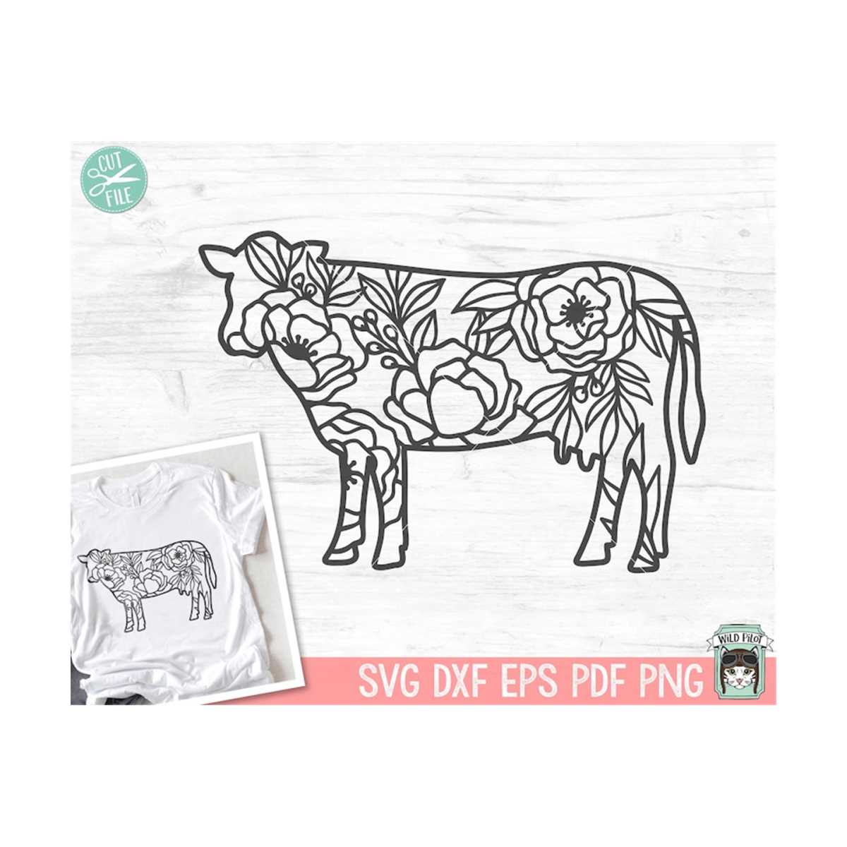 Cow Silhouette SVG file, Cow Cut file, Floral Cow svg file, | Inspire ...