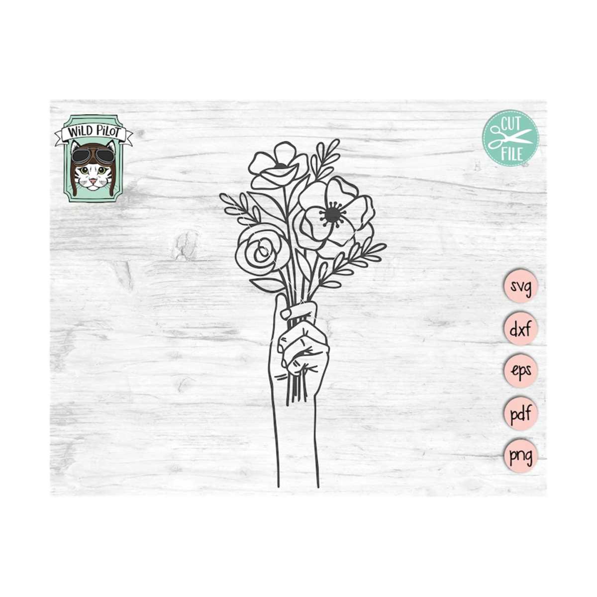 Hand Holding Flowers svg file, Hand Holding Bouquet cut file | Inspire ...