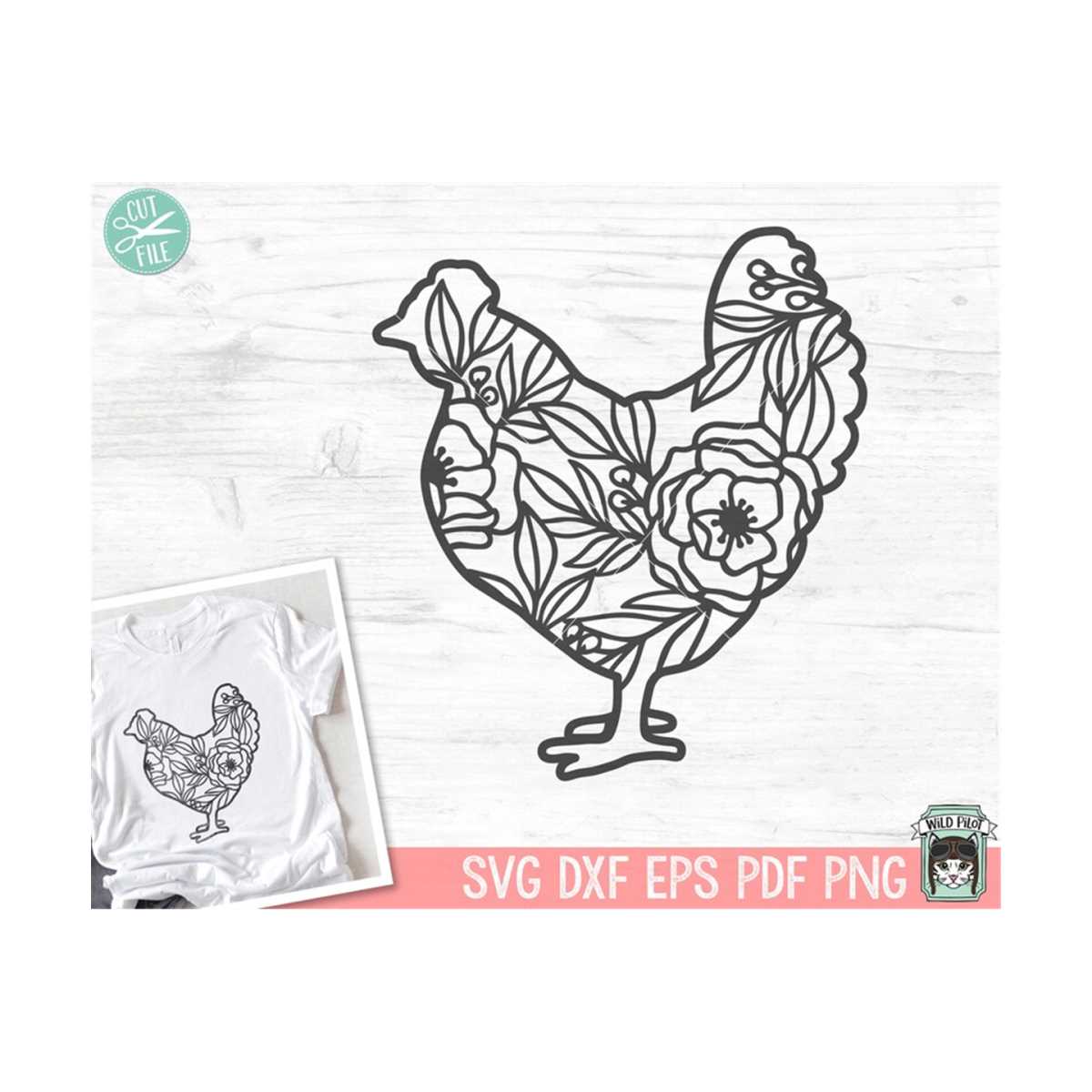 Chicken Silhouette SVG file, Chicken Cut file, Floral Chicke | Inspire ...