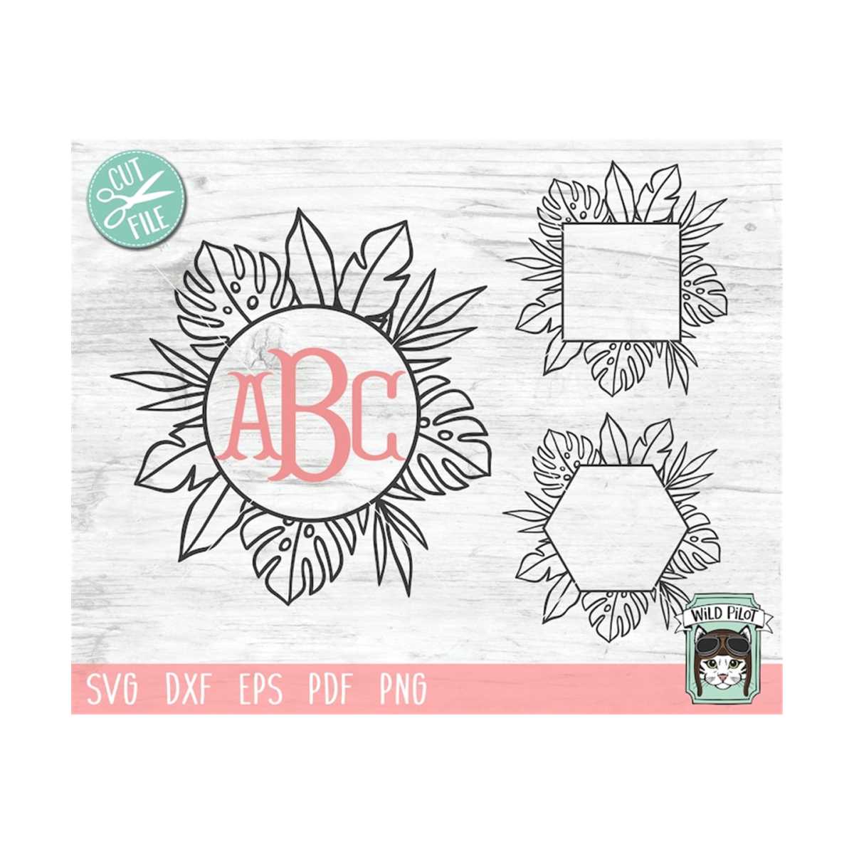 Tropical Leaf Frames SVG, Tropical Leaves cut file, Leaf Mon - Inspire ...