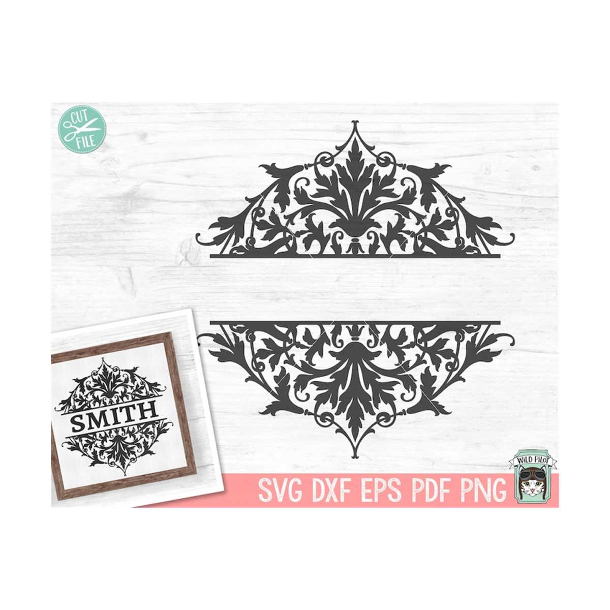 Monogram Frame SVG, Split Scroll Monogram Frame SVG, Cricut | Inspire ...
