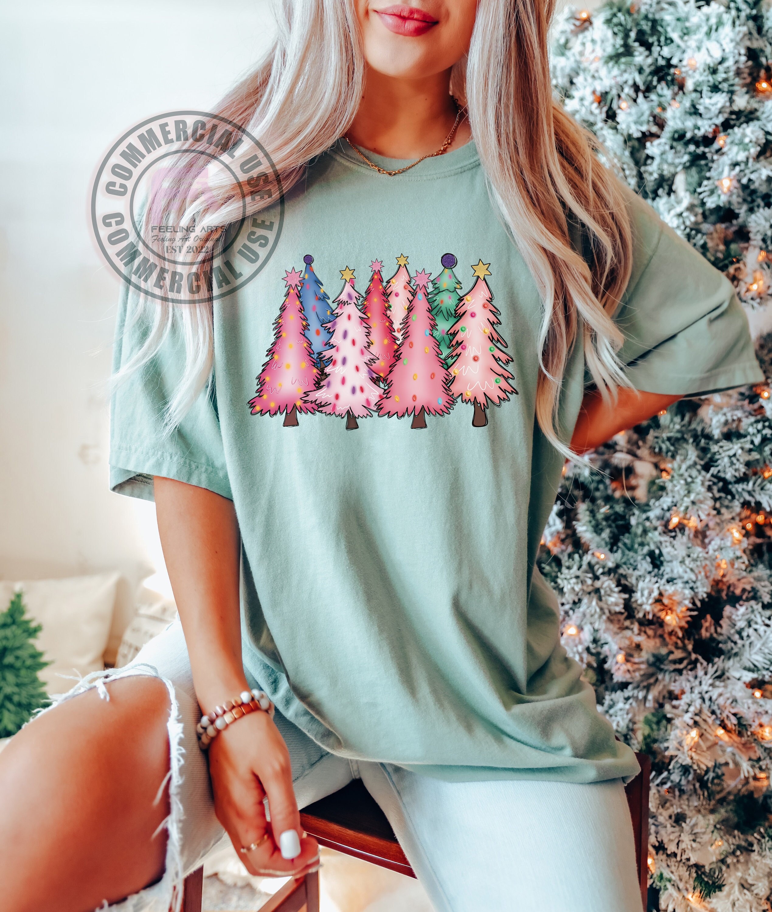 Christmas Trees With Lights Png Sublimation Design, Merry C | Inspire ...