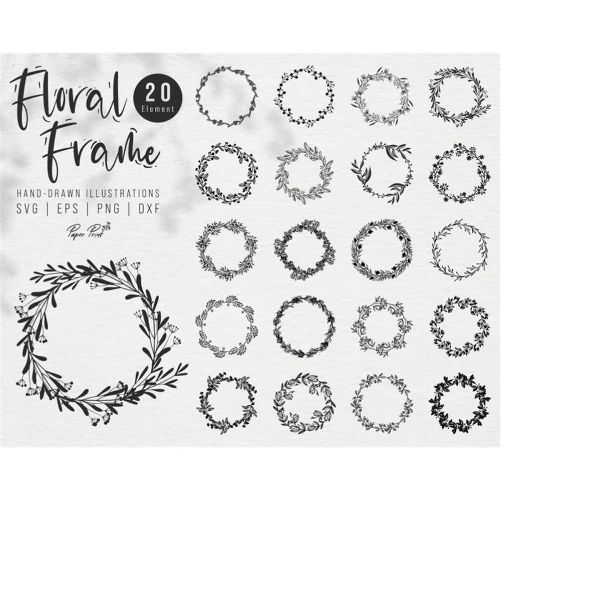 floral frame svg, floral wreath svg, flower frame svg, flora | Inspire ...