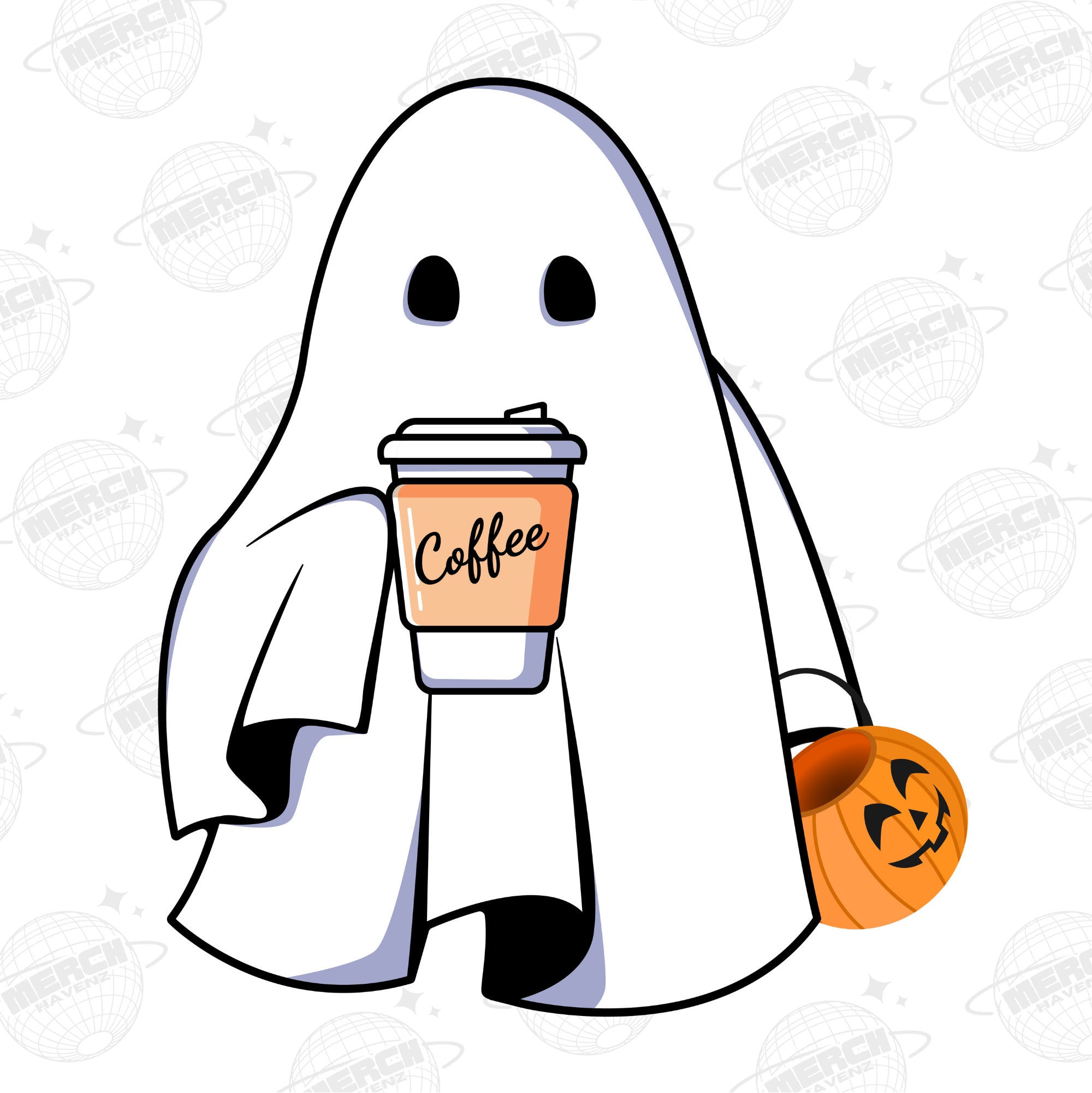 Cute Ghost Drinking Coffee Png, Ghost Ice Coffee png, Hallow - Inspire ...