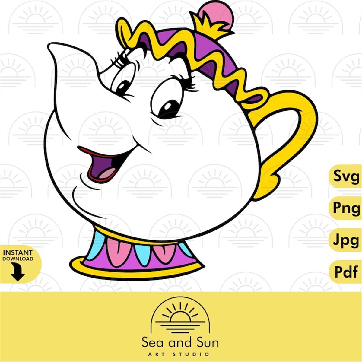 Mrs. Potts Svg, Beauty and the beast Disneyland Ears Svg, Pn - Inspire ...