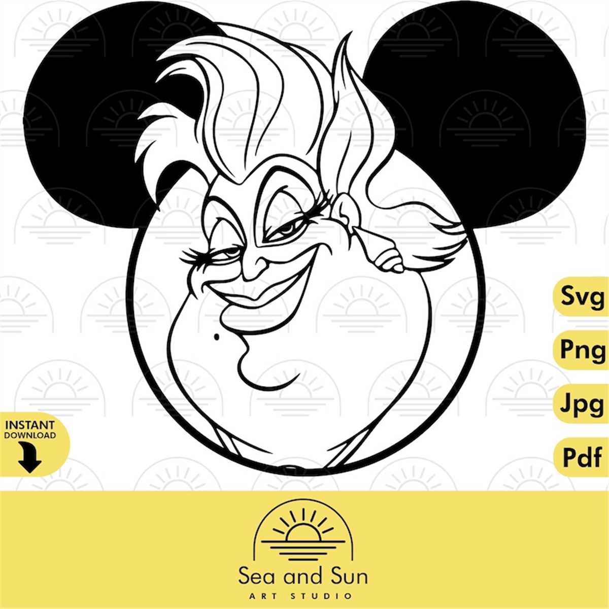 The little Mermaid Svg Clip art Files, Ursula, Minnie, Mouse - Inspire ...