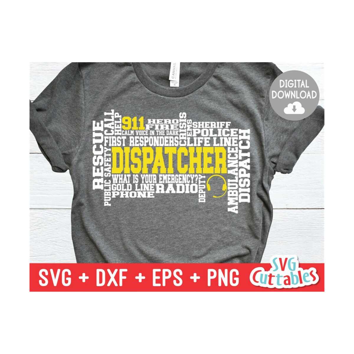 911 Dispatcher svg - Dispatcher Cut File - svg - eps - dxf - - Inspire ...