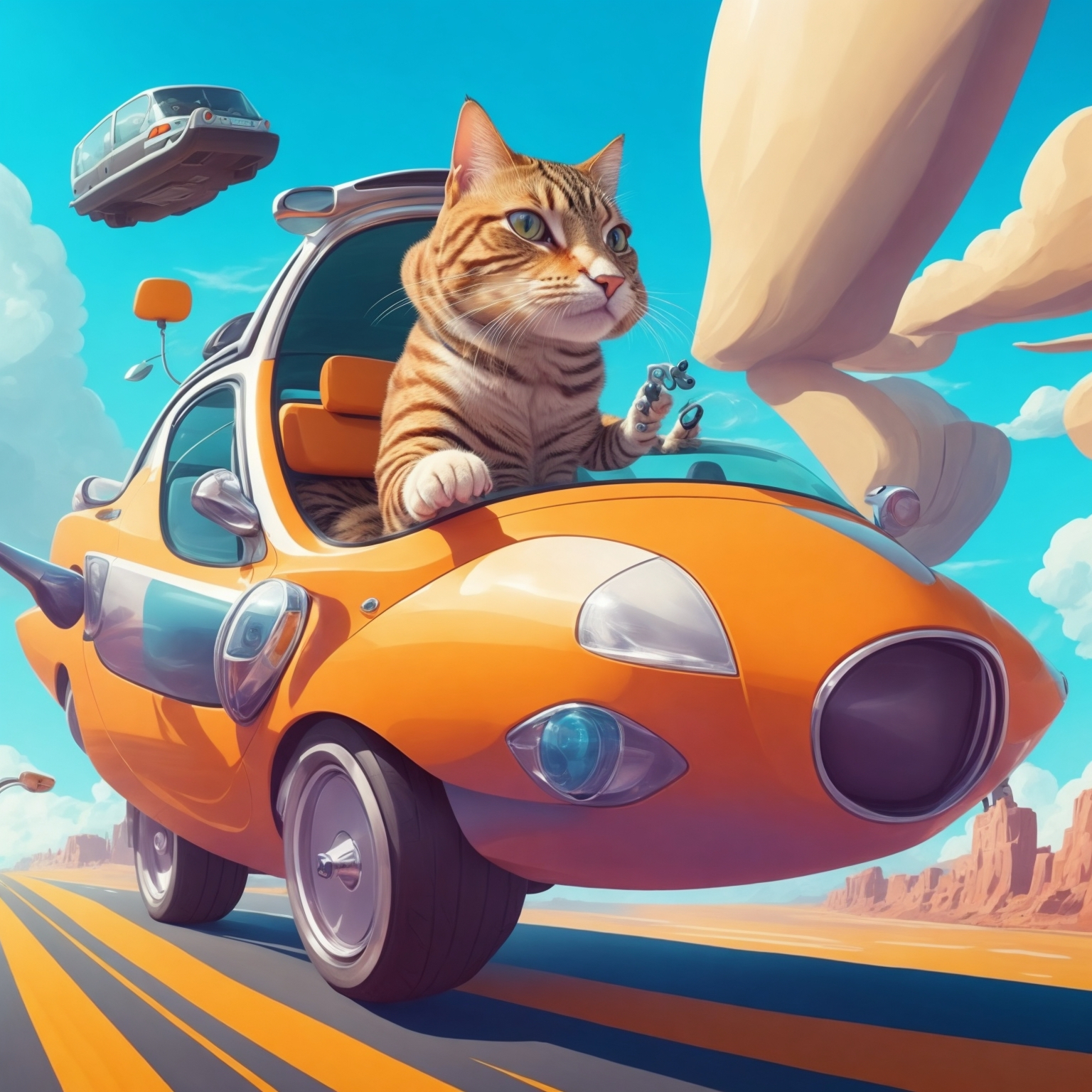 Cat driving future car digital product | Inspire Uplift