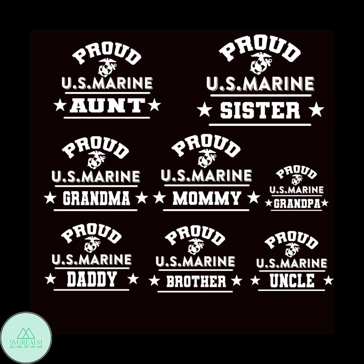 Proud US Marine Family Members Bundle SVG Digital Cricut Fil - Inspire ...