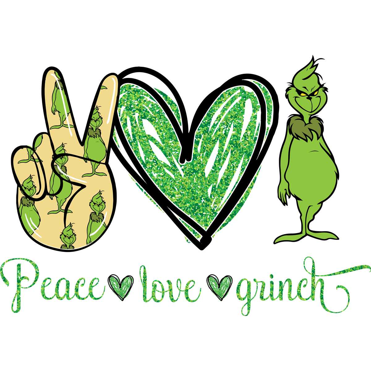 Merry Christmas Peace Love Grinch PNG Design | Inspire Uplift