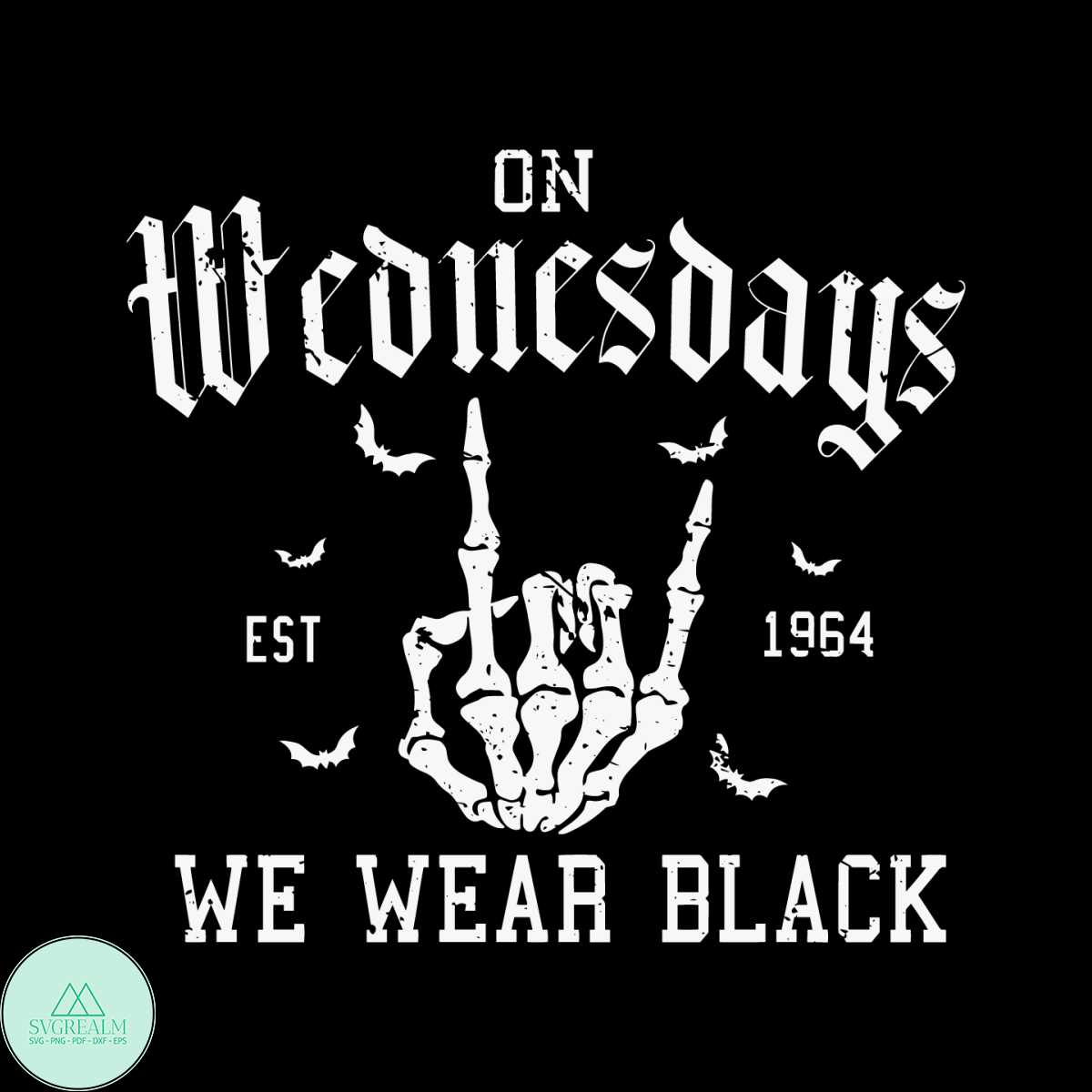 Vintage Skeleton Hand On Wednesdays We Wear Black SVG | Inspire Uplift