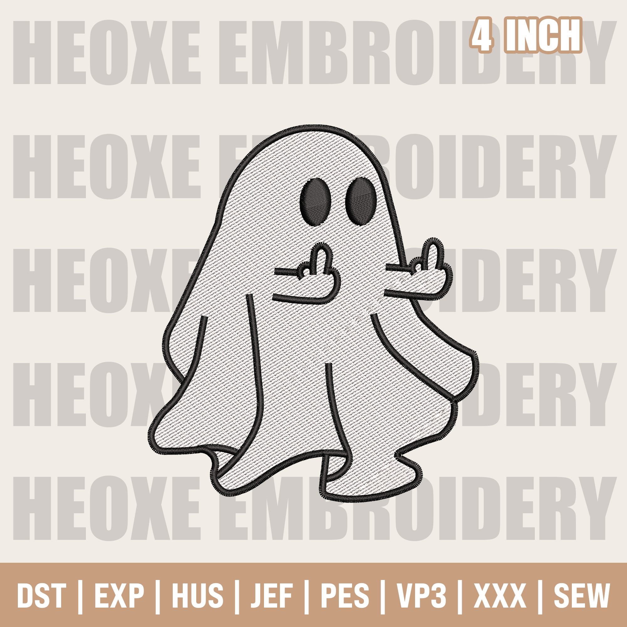 Ghost Middle Finger Embroidery, Halloween, Cute Ghost Hallow | Inspire ...