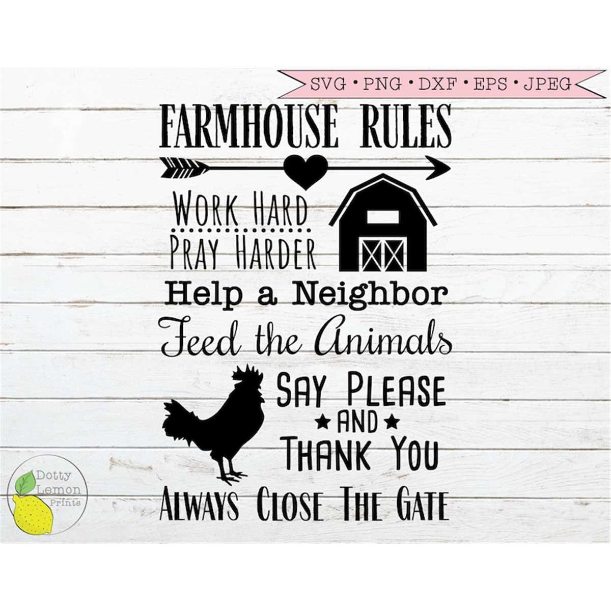 Farmhouse Rules svg, Family svg Farm svg Chicken svg Barn Ro | Inspire ...