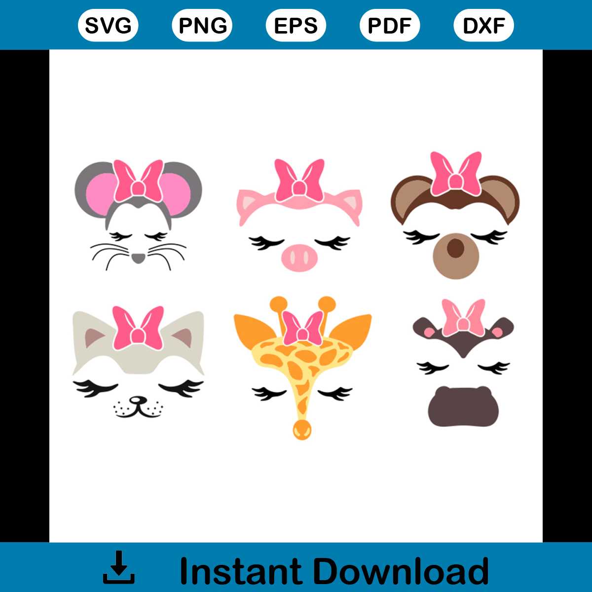 Animal Face Cutting File Animals Bow svg, Trending Svg, Anim | Inspire ...