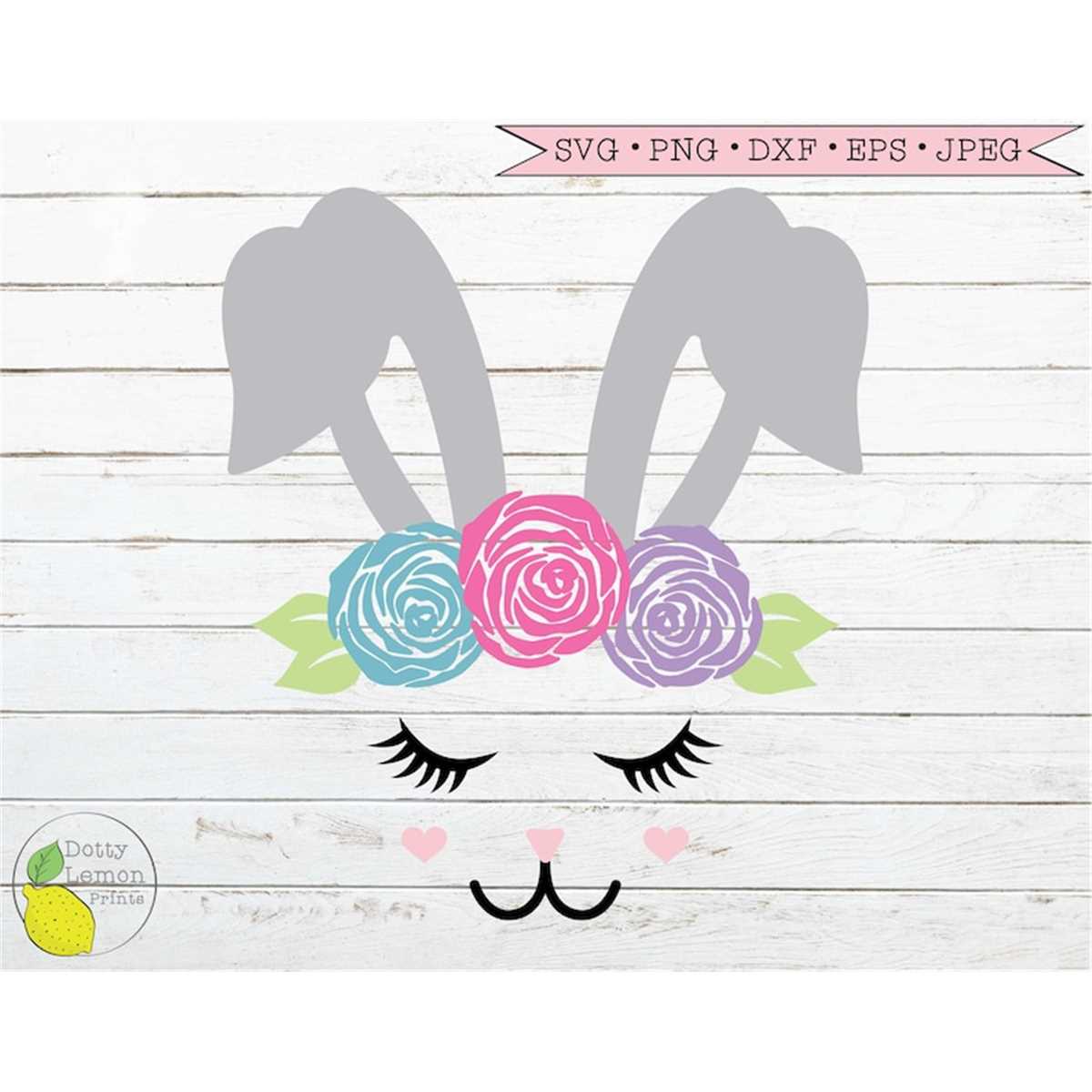 Easter SVG Easter Bunny Face svg Bunny Ears Flowers Rose Spr | Inspire ...