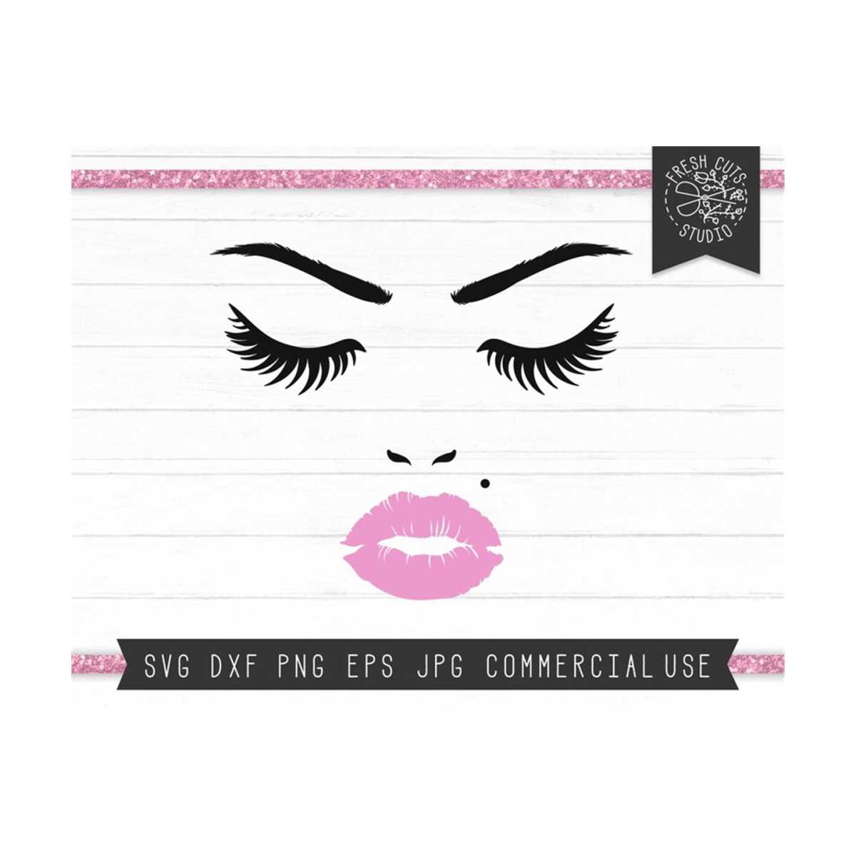 Face SVG Cut Files Instant Download Eyelashes and Lips svg C - Inspire ...