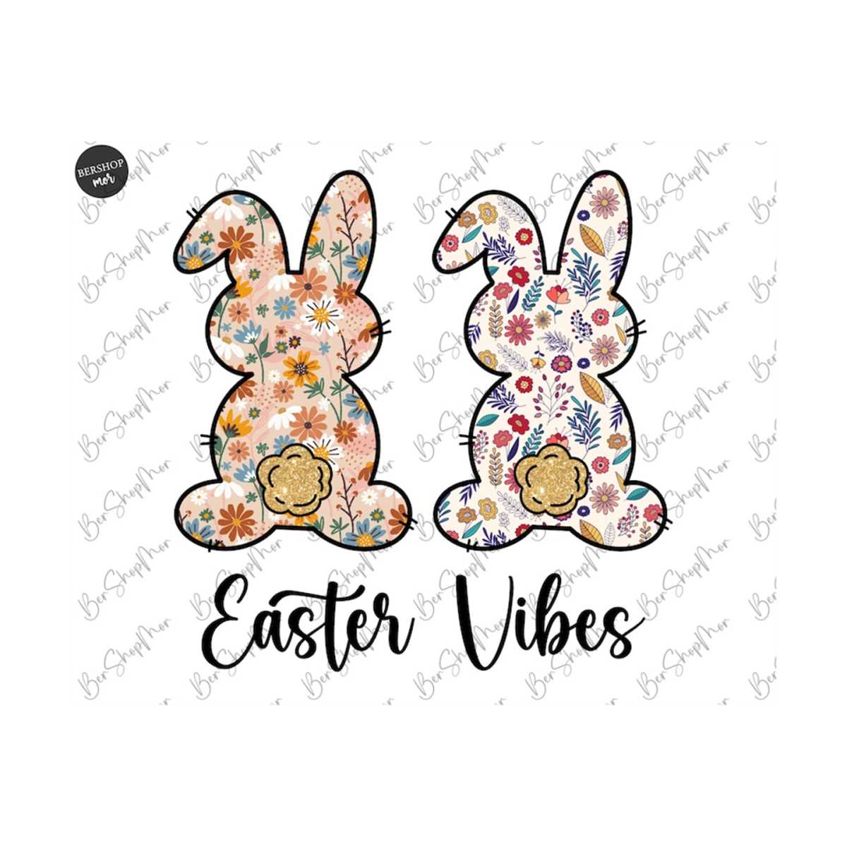 Easter Vibes Floral Bunny Png, Easter Sublimation Png, Easte | Inspire ...