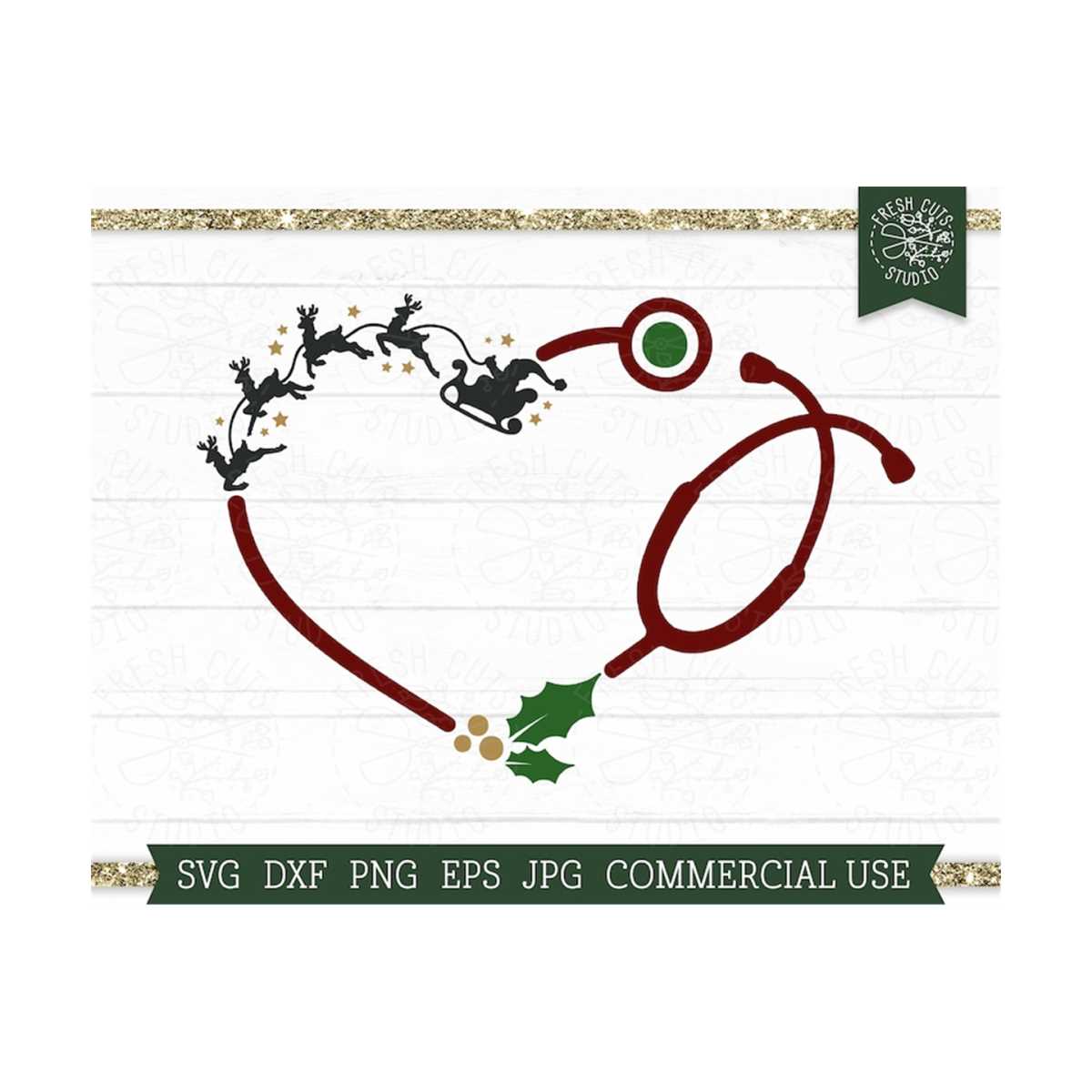 Christmas Nurse SVG Stethoscope Cut File, Santa SVG for Nurs | Inspire ...