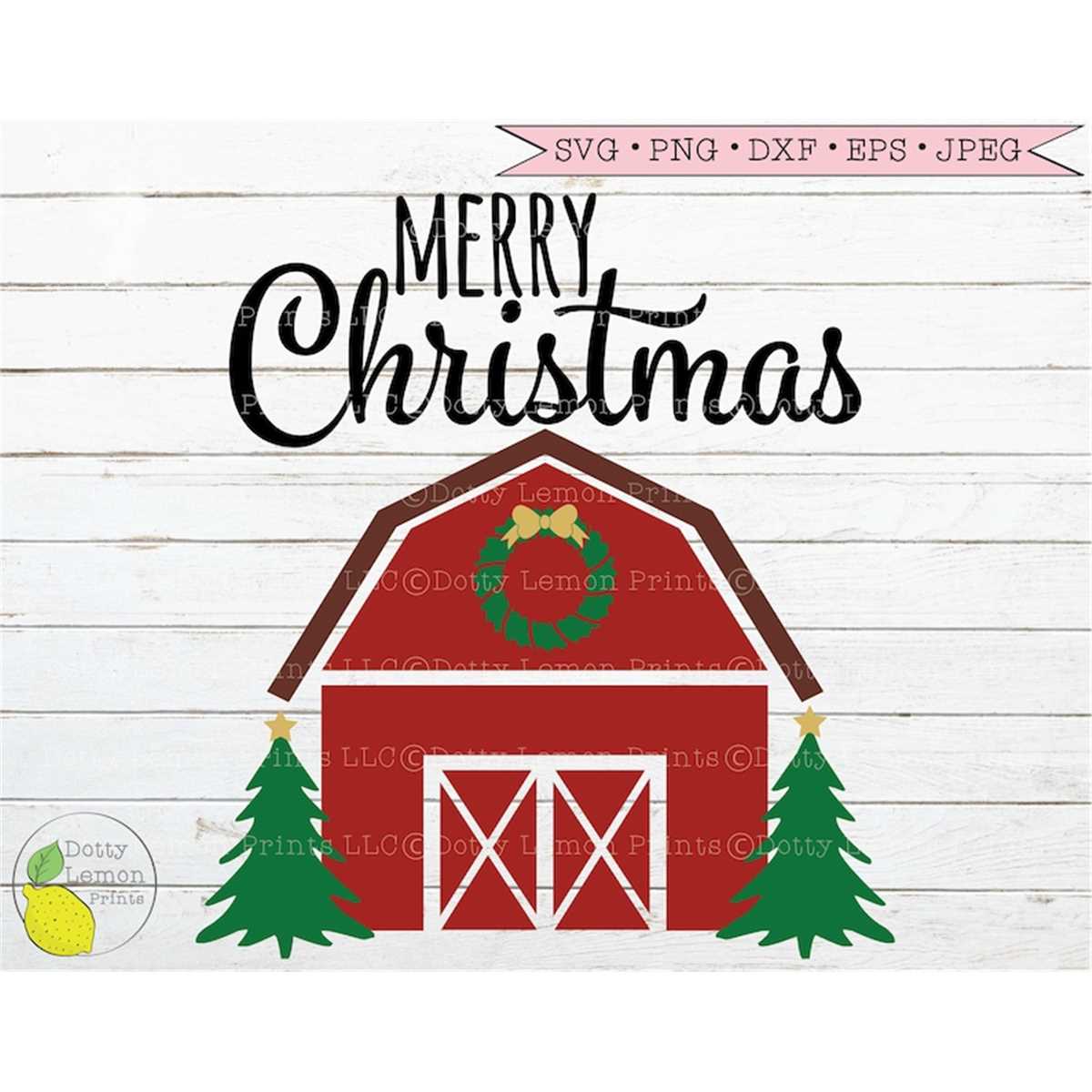 Merry Christmas Barn svg, Wreath Farmhouse Christmas Tree sv | Inspire ...