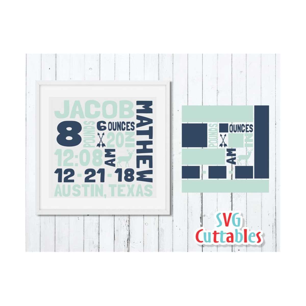 Baby Birth Announcement SVG - DXF - EPS - Baby Stats - Metri | Inspire ...