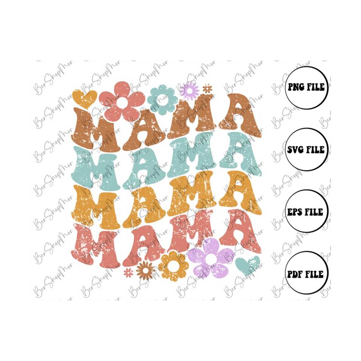 Floral Mama Retro Png, Groovy Mama SVG PNG Sublimation, Moth | Inspire Uplift