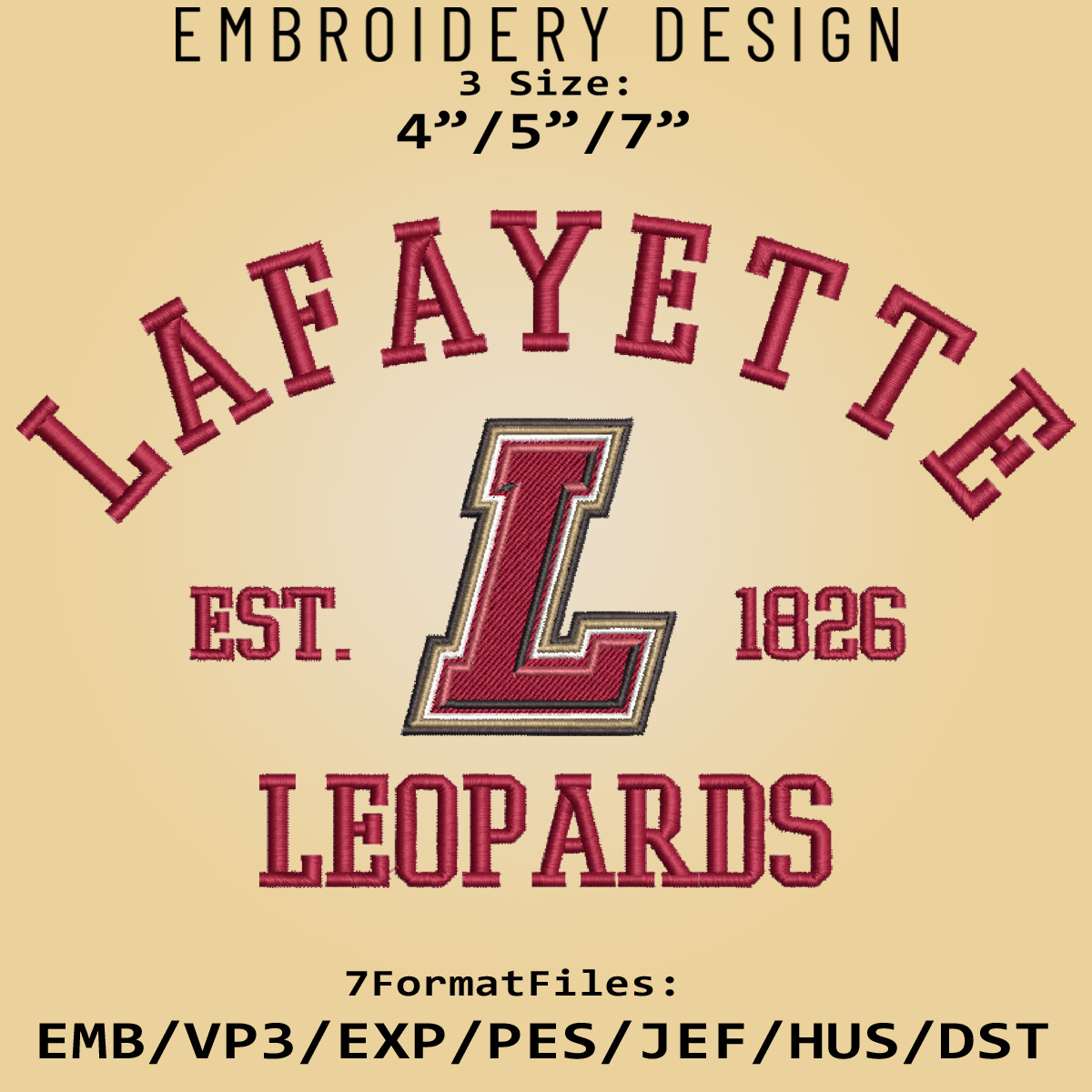 Lafayette Leopards embroidery design, NCAA Logo Embroidery F | Inspire ...