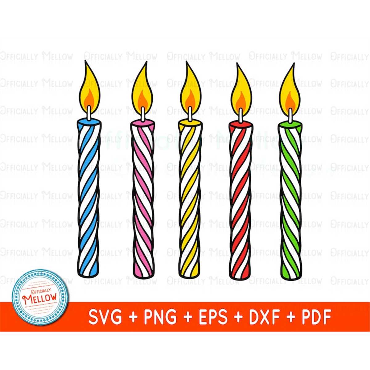 Birthday Candles SVG, Rainbow Birthday Candles PNG, Digital | Inspire ...