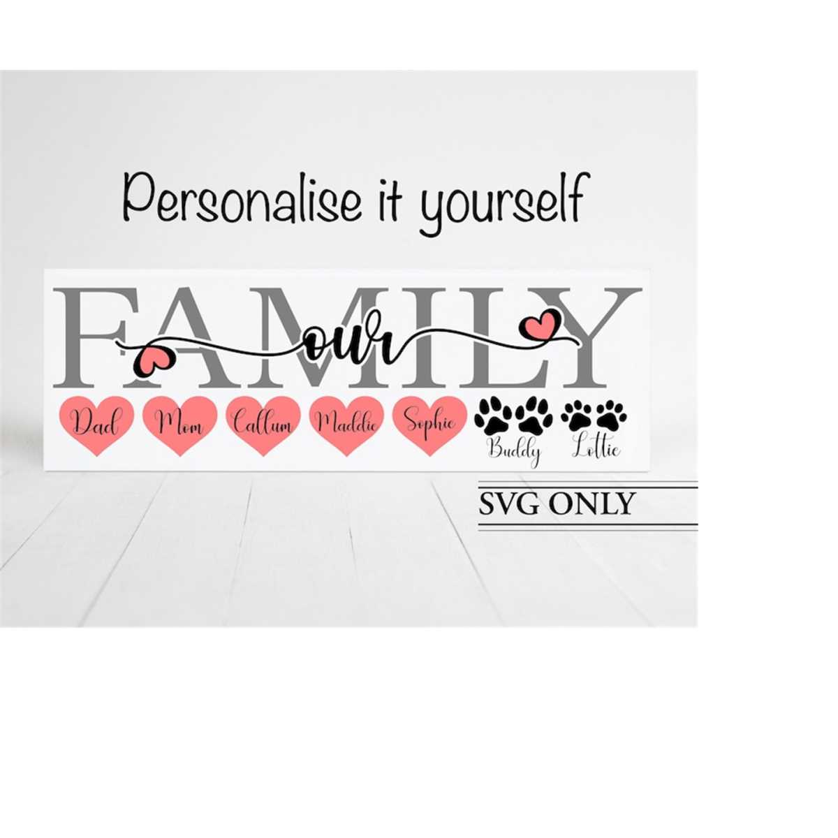 Our Family Personalised Svg, Family with Names Svg, Our Fami - Inspire ...