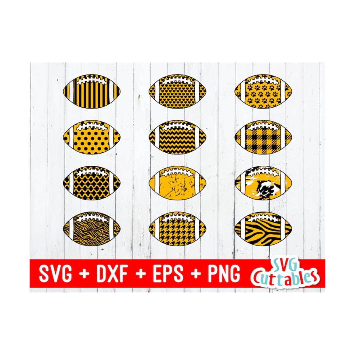 Patterned Footballs svg - dxf -eps - Football Cut File - Che - Inspire ...