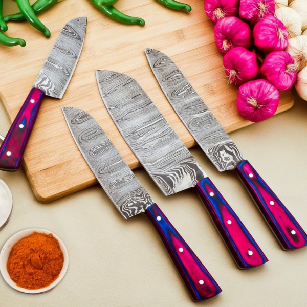 Master Chef Set Wall Art Gift Hand Forged with Damascus Stee - Inspire ...
