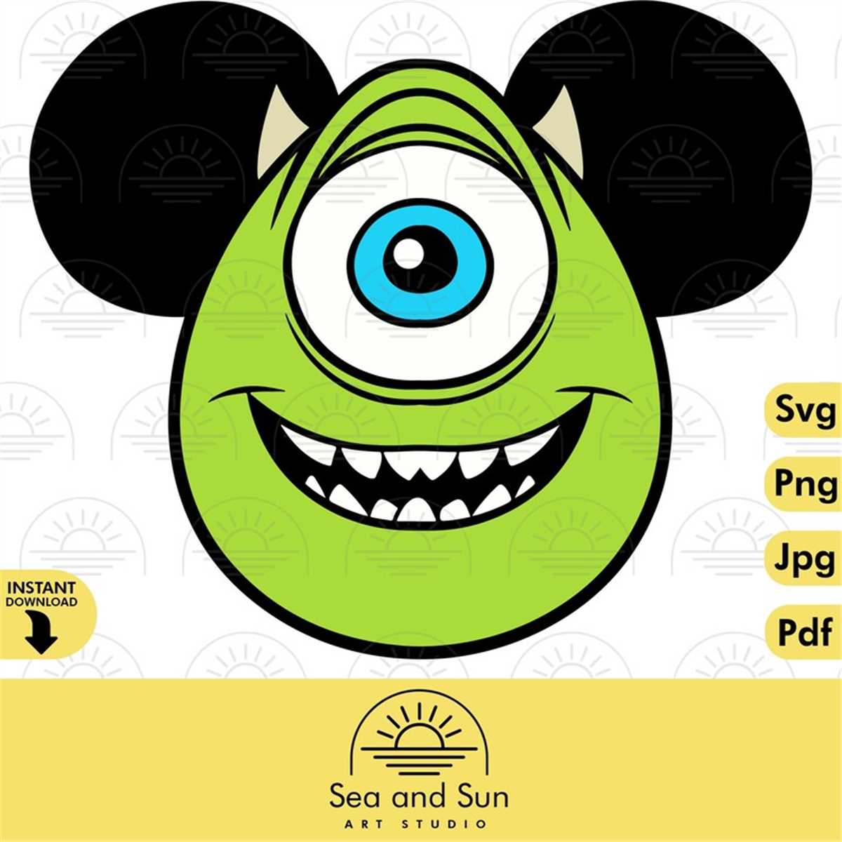 Monsters Inc Svg Clip art Files, Mike Wazowski, Minnie, Mous | Inspire ...