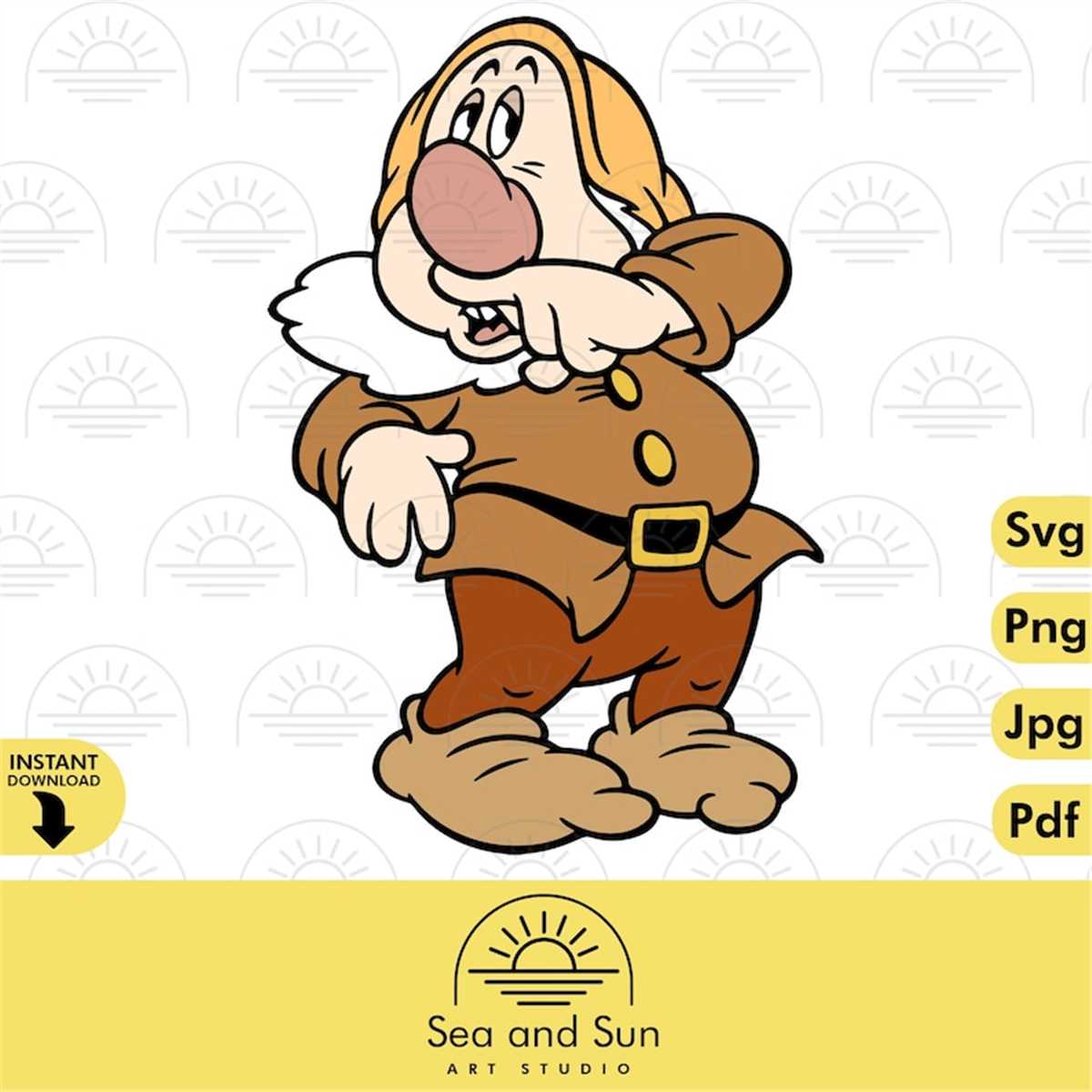 Sneezy dwarf Vector Svg, Snow White and the Seven Dwarfs Dis | Inspire Uplift