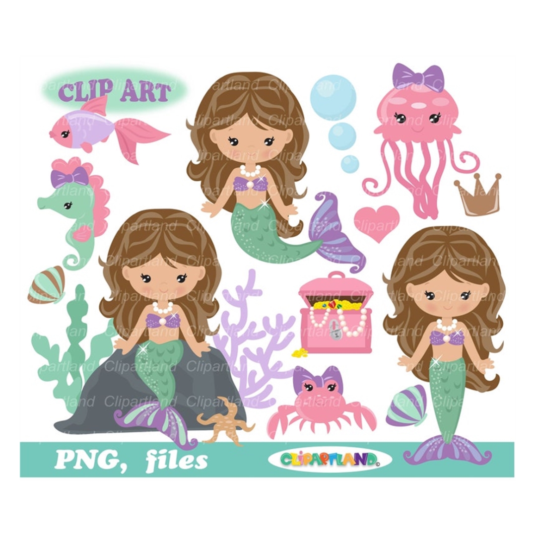 INSTANT Download. Cute mermaids clip art. Personal and Comme - Inspire ...