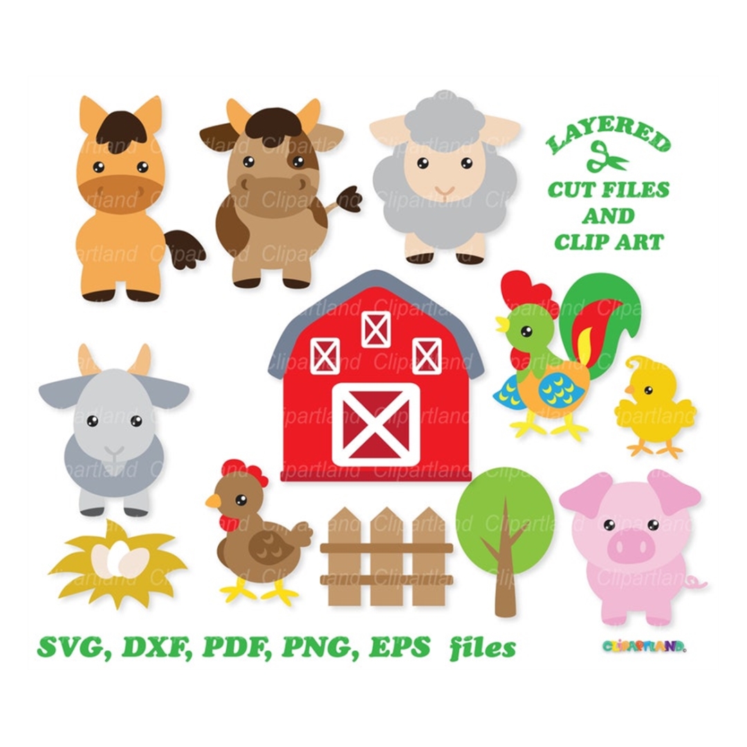 INSTANT Download. Farm animals svg cut file. Clip art. Cf_6. - Inspire ...