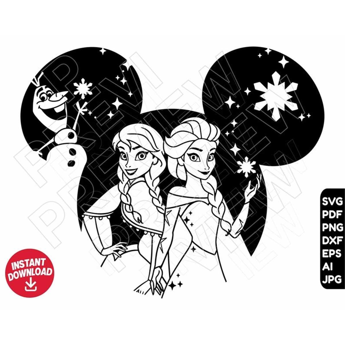 Frozen SVG ears Ana Elsa Olaf clipart png dxf , vacay mode , - Inspire ...