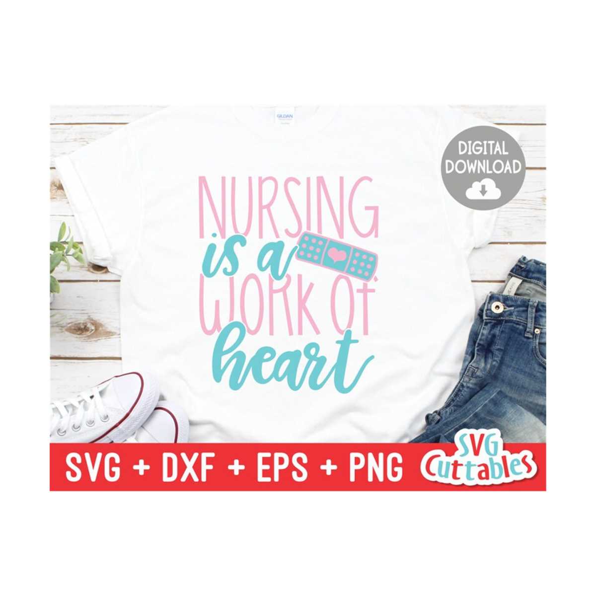 Nursing is a Work of Heart svg - Nurse Cut File - svg - dxf | Inspire ...