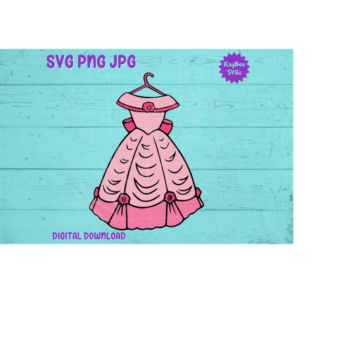 Pink Formal Princess Dress SVG PNG Jpg Clipart Digital Cut F | Inspire ...