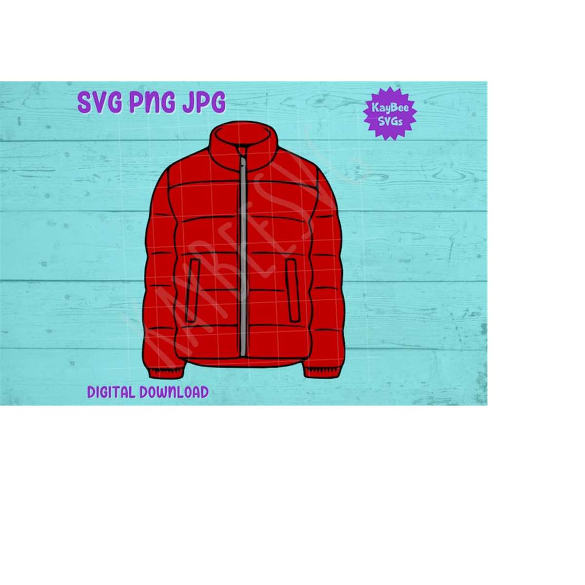 Red Puffer Coat Jacket SVG PNG Jpg Clipart Digital Cut File - Inspire ...