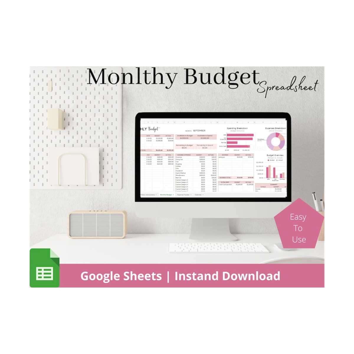 Monthly Budget Spreadsheet, Financial Planner, Monthly Budge | Inspire ...