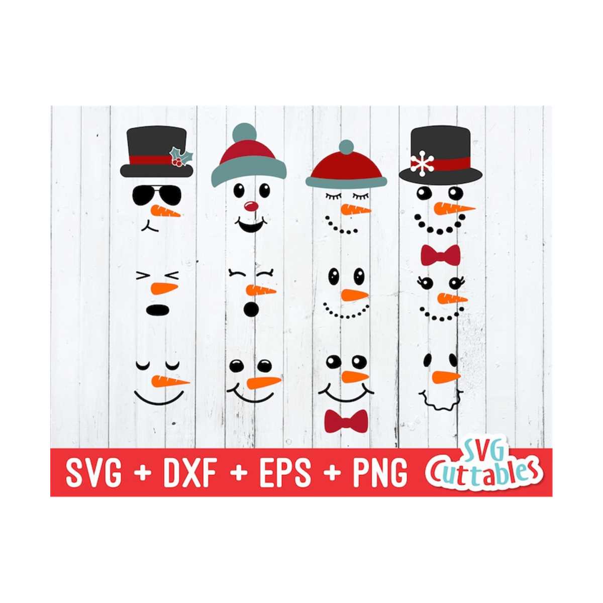 Snowman Faces svg - Set of 12 - svg - eps - dxf - png - Chri | Inspire ...