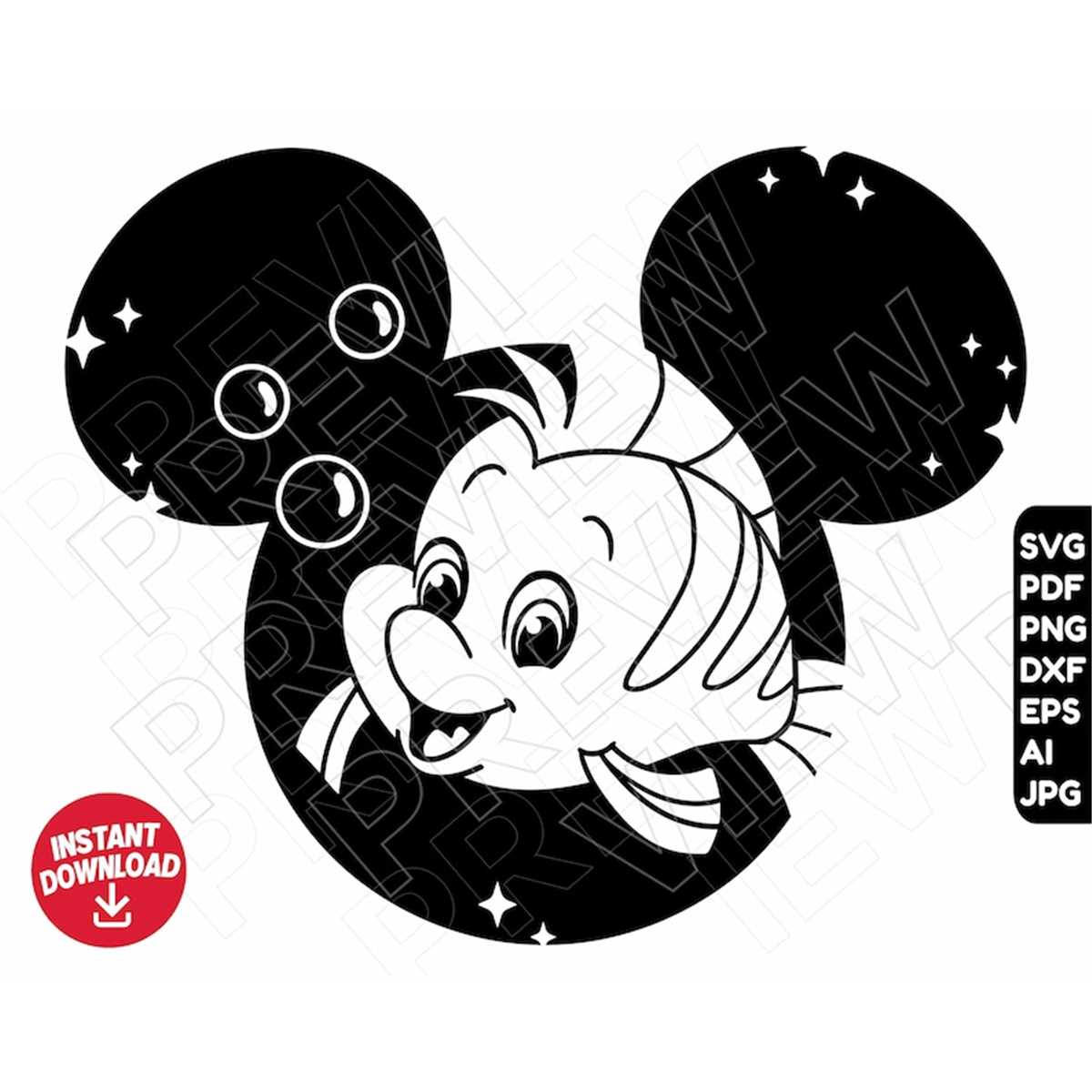 Flounder SVG Ariel png dxf clipart , The little mermaid , cu - Inspire ...
