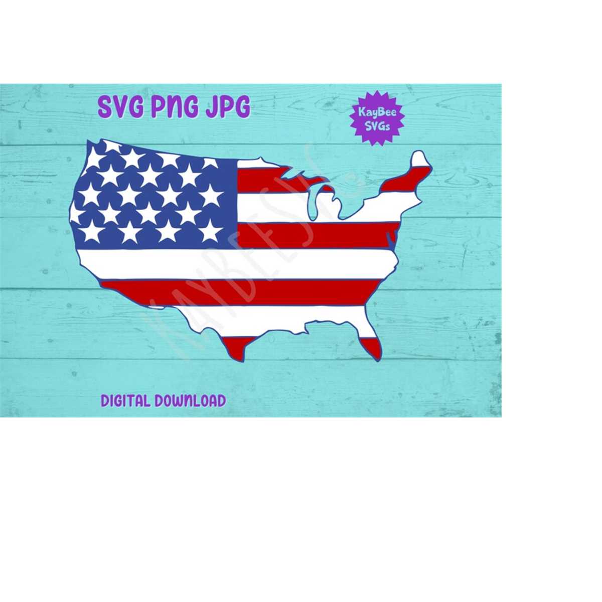 United States Map Flag SVG PNG JPG Clipart Digital Cut File - Inspire ...