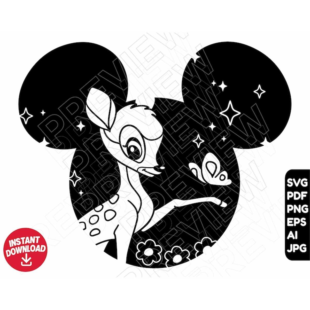 Bambi SVG Disneyland ears png clipart , cut file outline si | Inspire ...