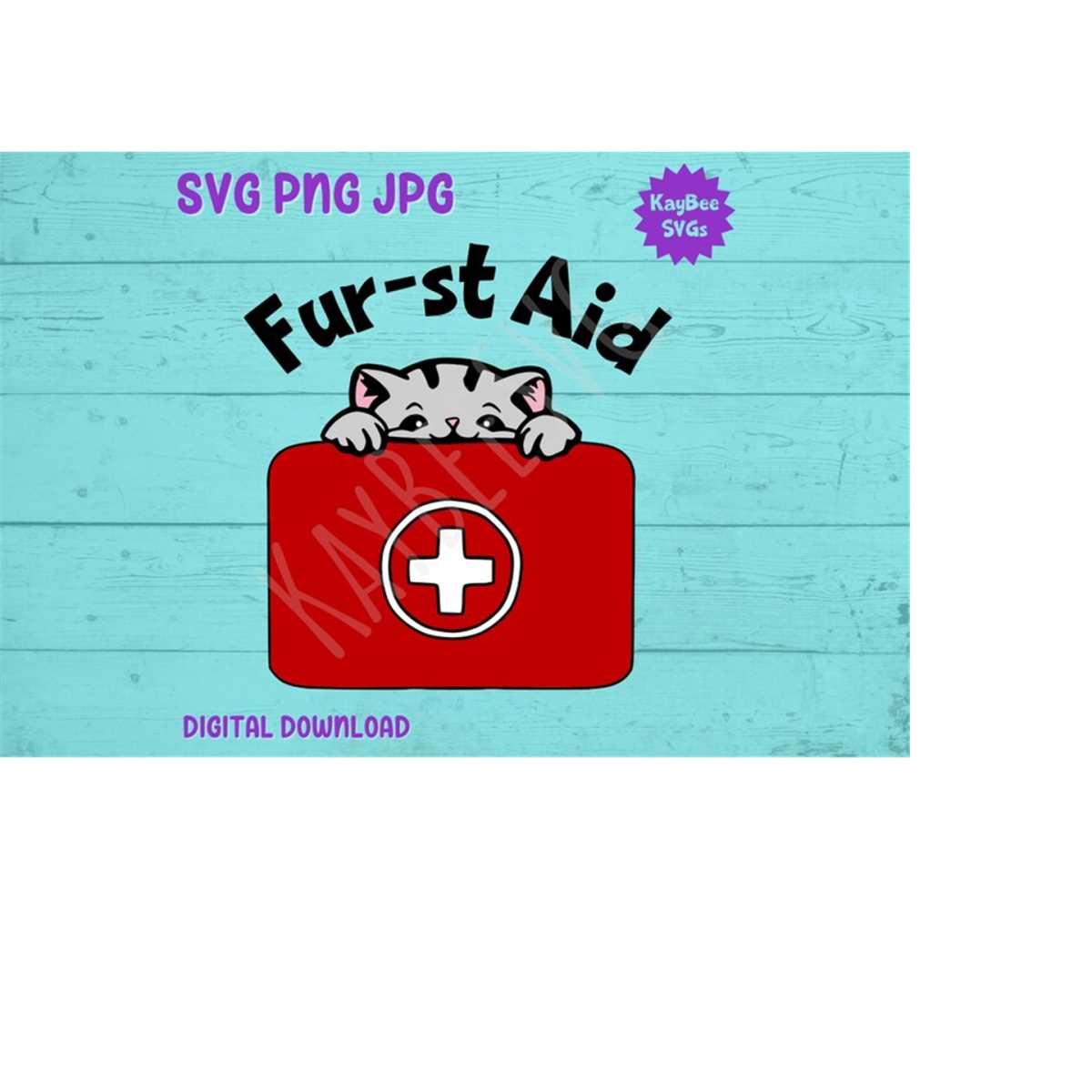 Fur-st Aid Kawaii Cute Peeking Cat with First Aid Kit SVG PN | Inspire ...