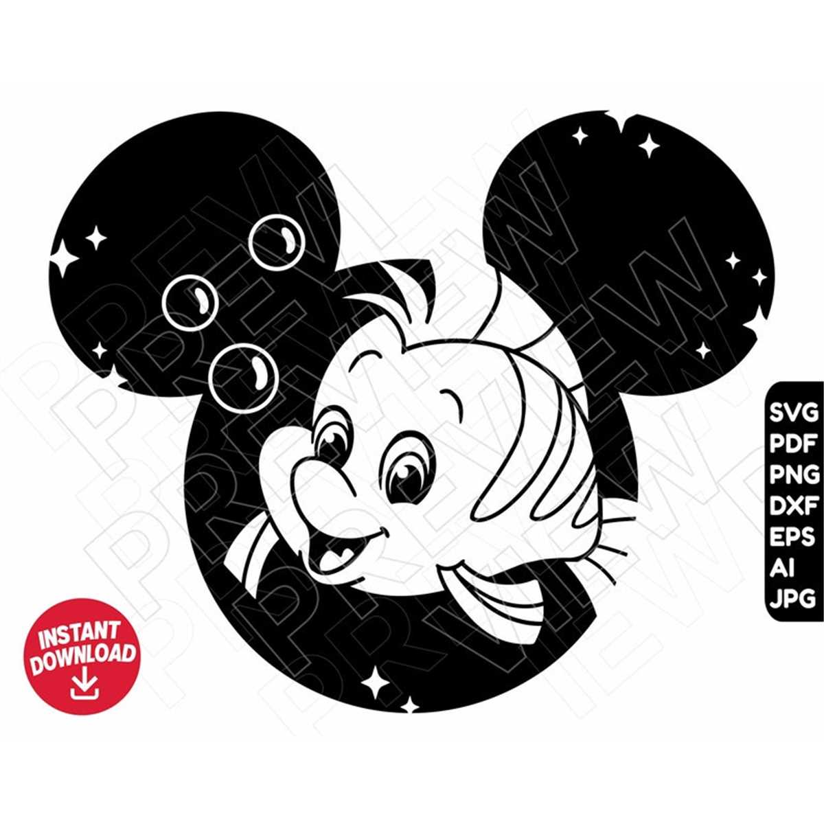 Flounder SVG Ariel png dxf clipart , The little mermaid , cu | Inspire ...