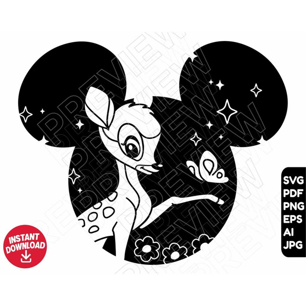 Bambi SVG Disneyland ears png clipart , cut file outline si - Inspire ...